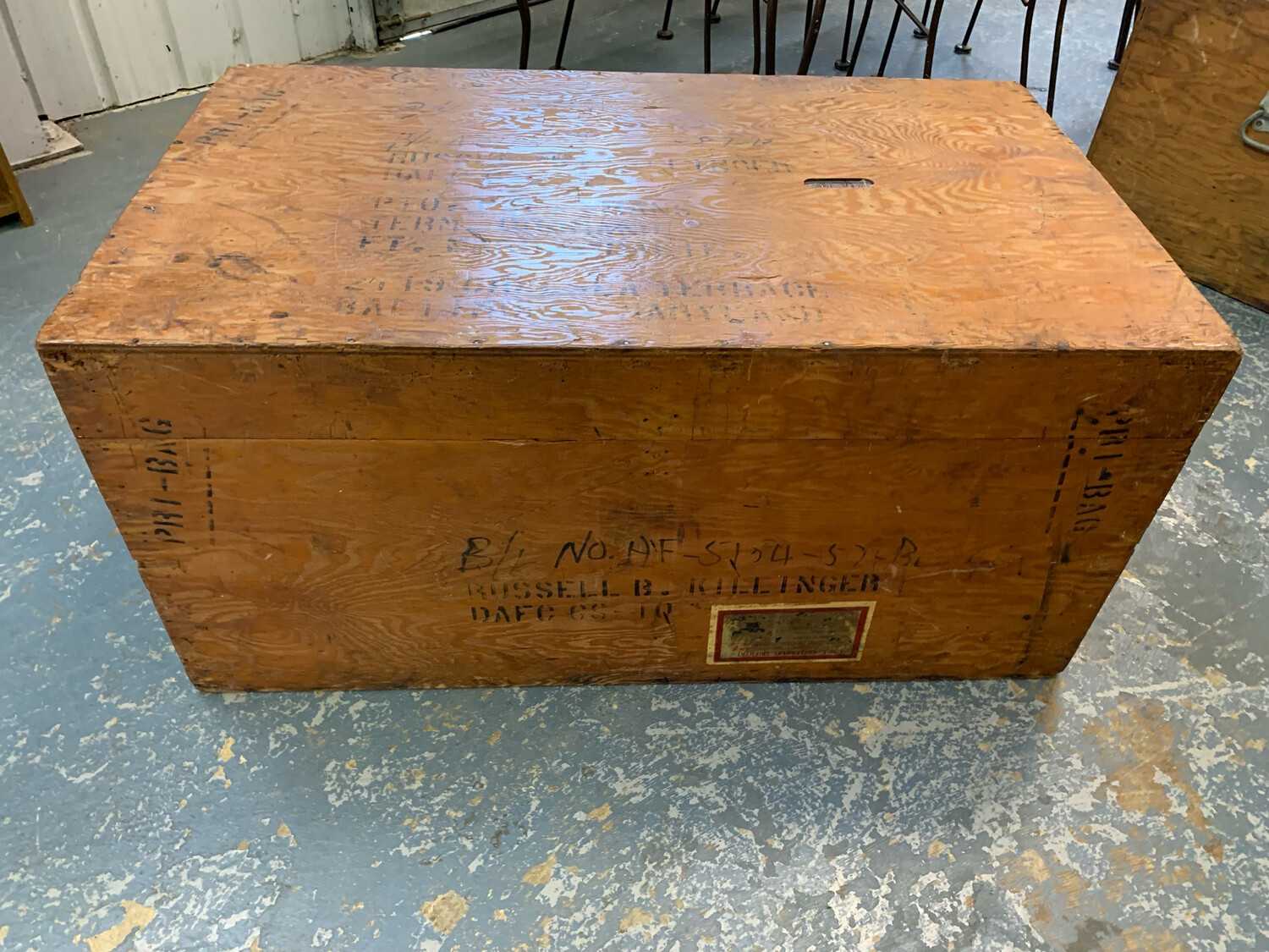 Mid Century Dark Wood Military Trunk