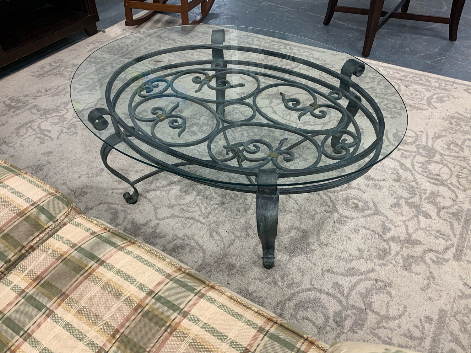 Ornate Glass + Metal Coffee Table