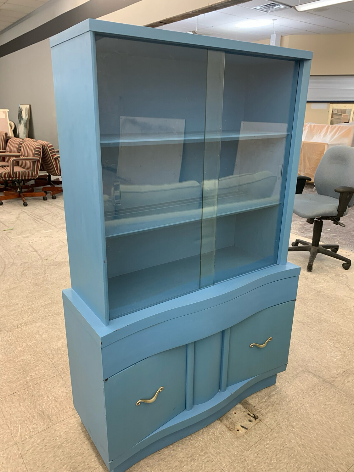Antique Repainted Display Cabinet + Dresser