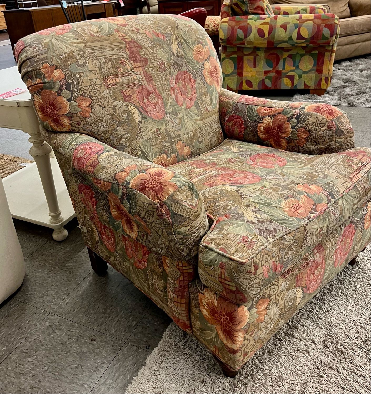 Upholstered Floral Club Chair