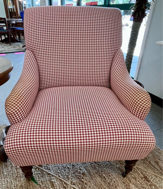 Red Houndstooth Accent Chair + Nailhead Trim