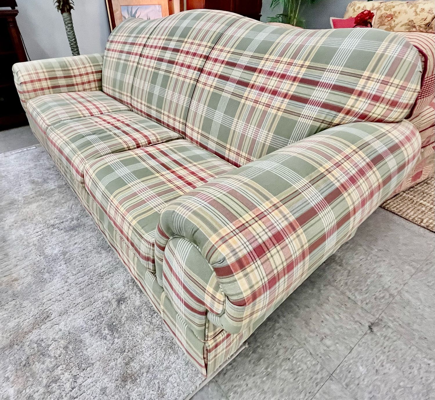 Green Plaid Sofa by Broyhill