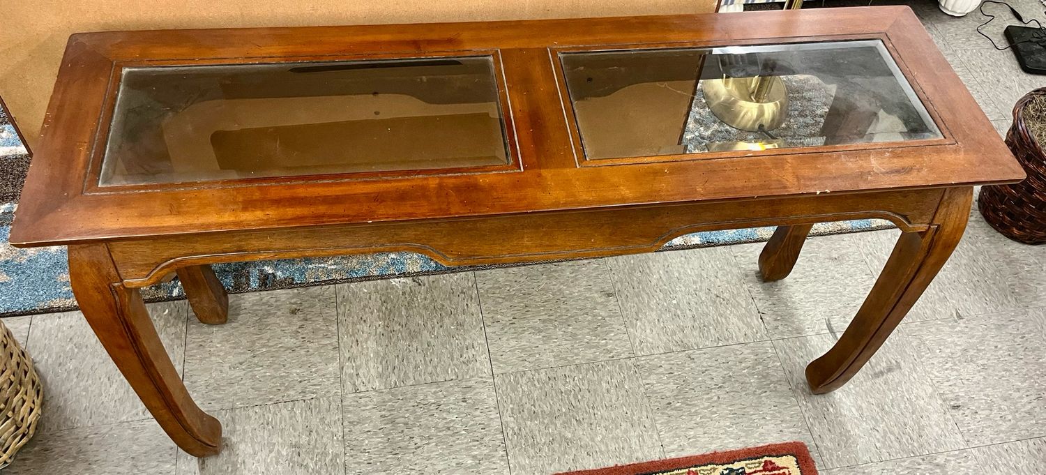 Asian Wood with Glass-top Panels