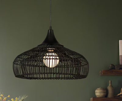 LIGHT 777635=allen + roth Reece Black Traditional Bell Hanging Pendant ...