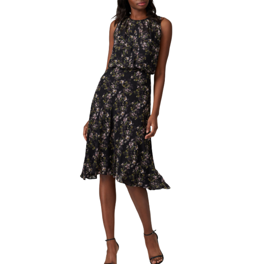 Rachel Roy Collection Black Floral Sleeveless Dress Womens Medium