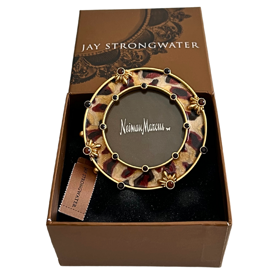 Jay Strongwater Enamel Jeweled Animal Print Miniature Round Frame
