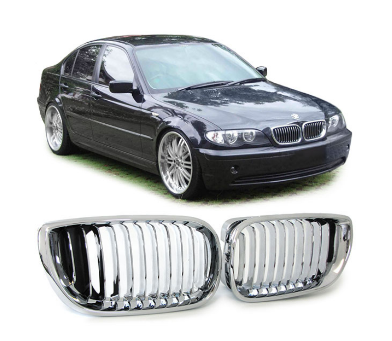 Calandre / Grille pour BMW Série 3 E46 Berline Touring Chrome / Silver Phase 2