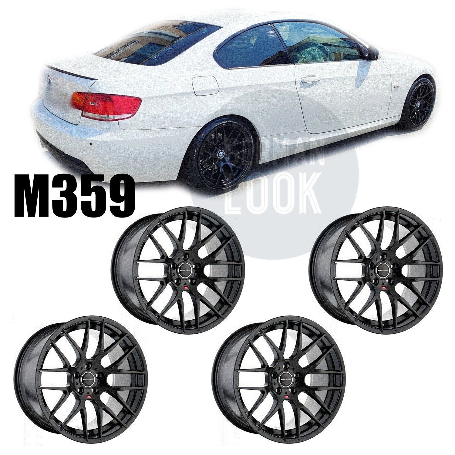 4 Jantes 18″ M359 – Noir Brillant – BMW E90 E92 F30 F32 F20 F22 E46 Z4