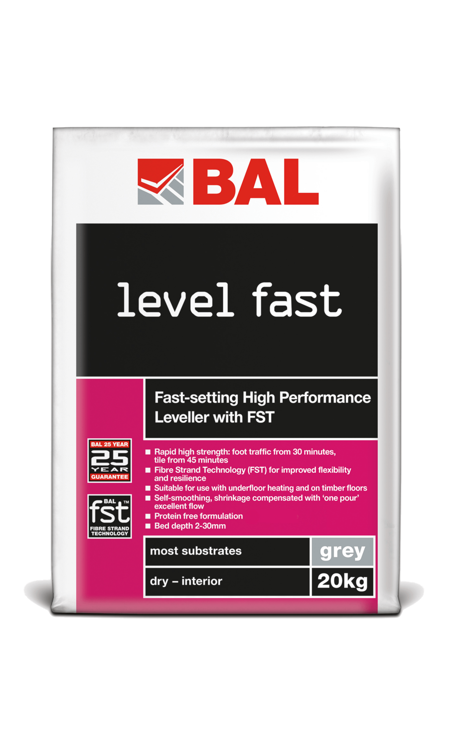 BAL Level Fast Self-Levelling Compound Grey 20kg