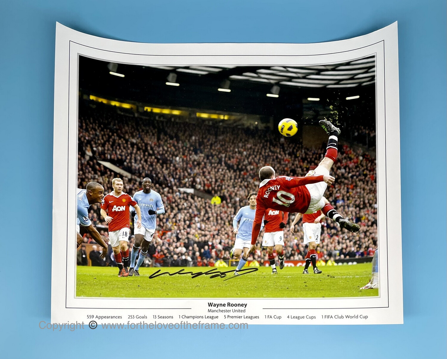 Wayne Rooney Signed Manchester United Stats Poster