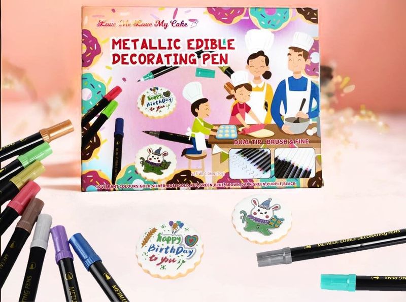 Metallic Edible Decorating Pens - 10pc