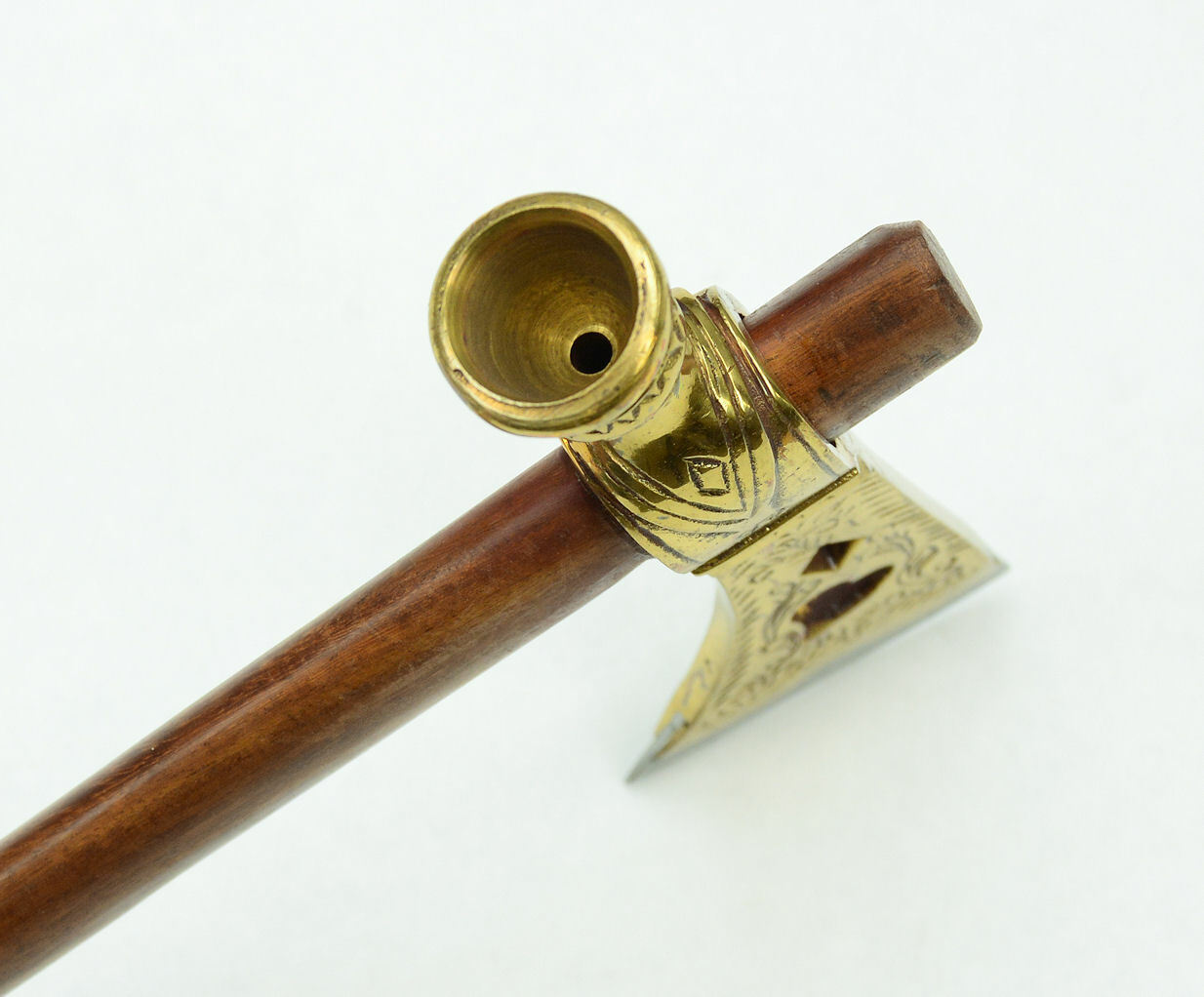 Peace Pipe Tomahawk - Brass with Steel Edge | Purchase Reproduction ...