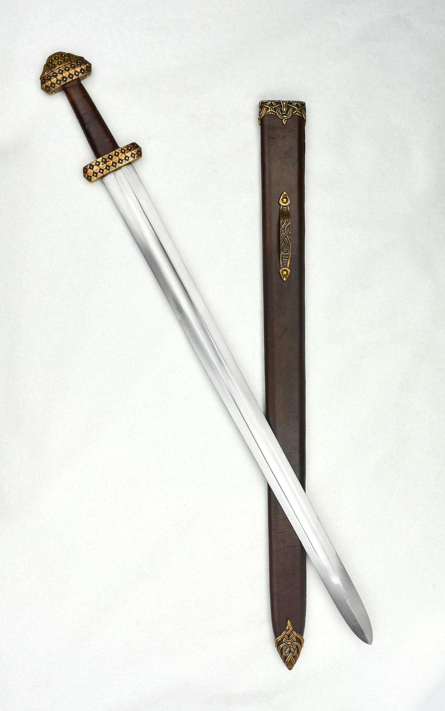 Bronze Hilt Viking Sword with Leather Wrapped Grip | Veteran Arms From ...