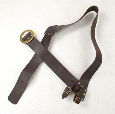 Leather Twin Buckle Baldric - Brown | Veteran Arms From Muzzleloading Era