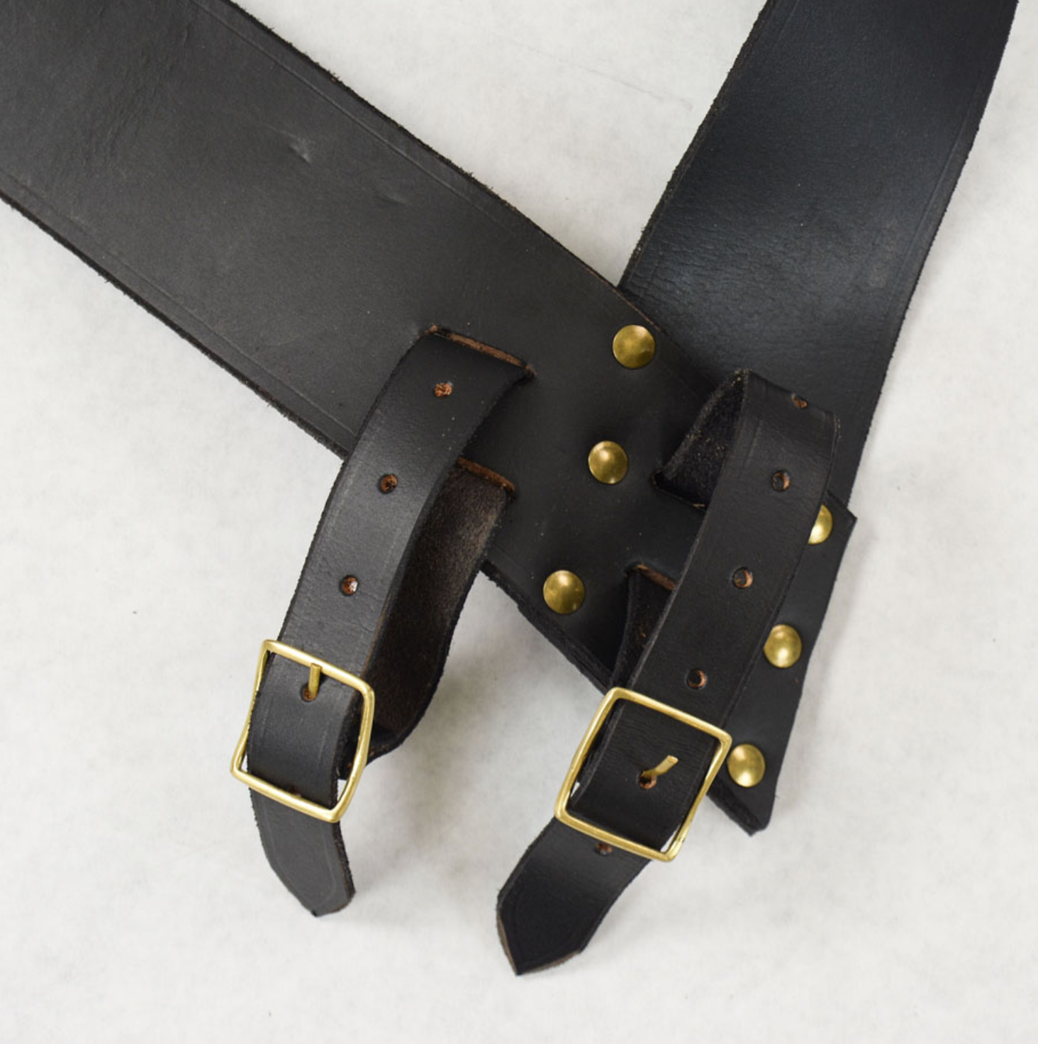 Leather Twin Buckle Baldric - Black | Purchase Reproduction Veteran ...