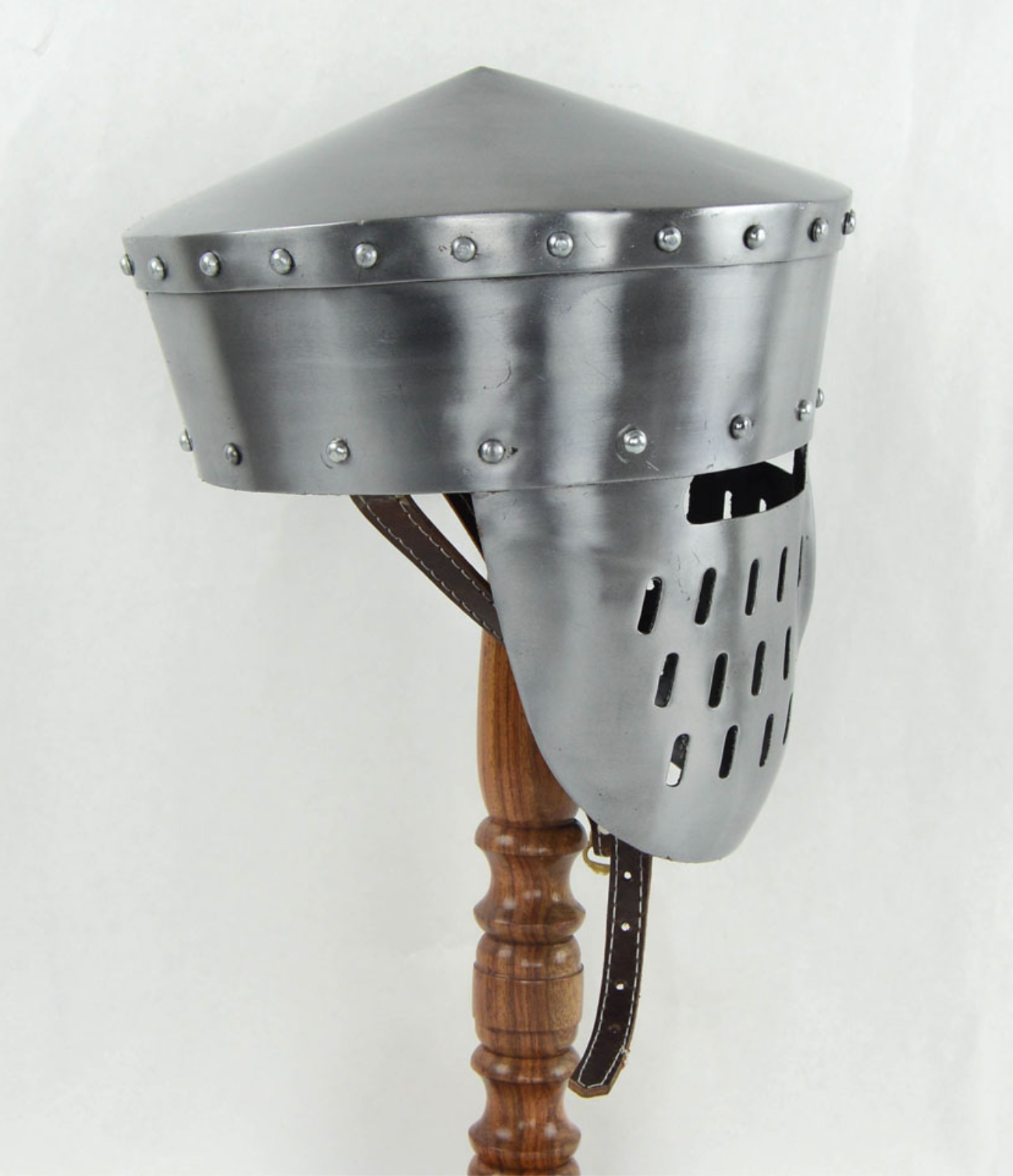 Crusader Peaked Pot Helm with Faceplate - 18 Ga | Veteran Arms From ...