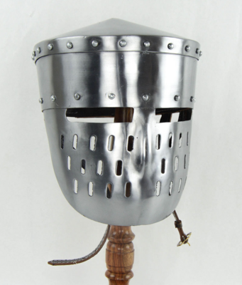 Crusader Peaked Pot Helm with Faceplate - 18 Ga | Veteran Arms From ...