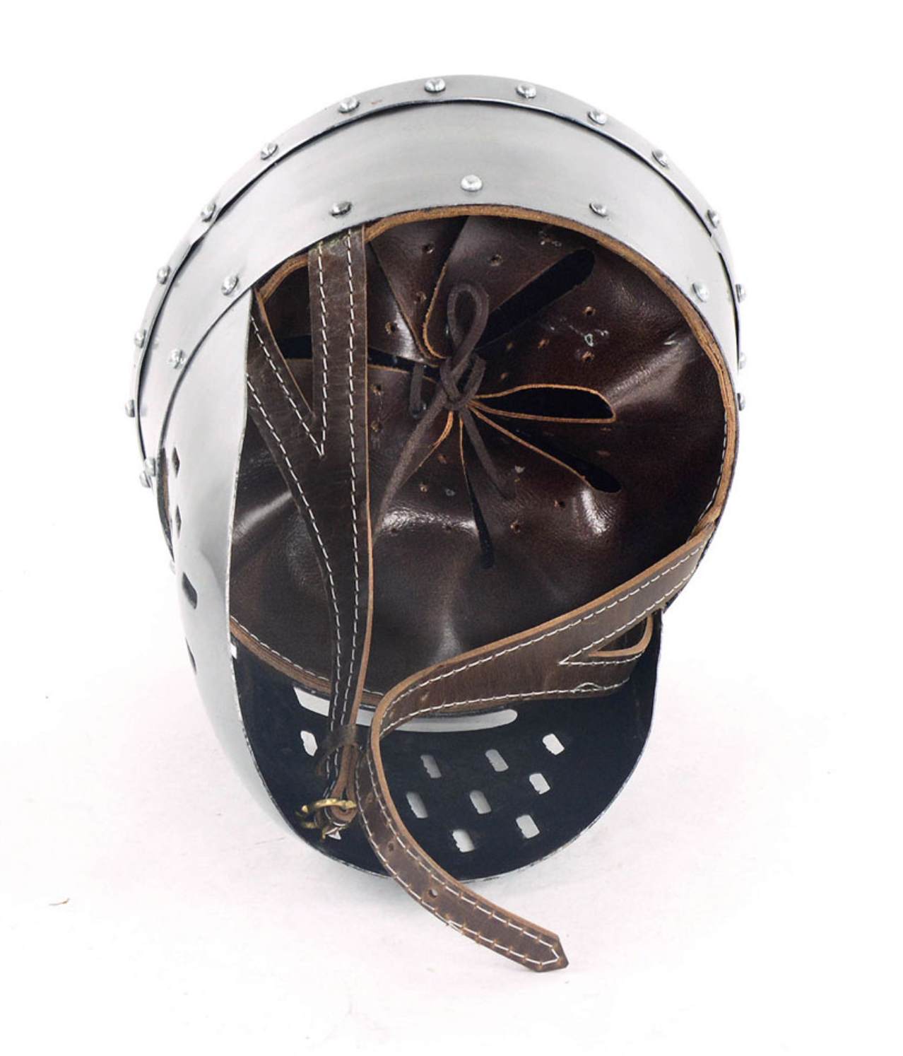Crusader Peaked Pot Helm with Faceplate - 18 Ga | Veteran Arms From ...
