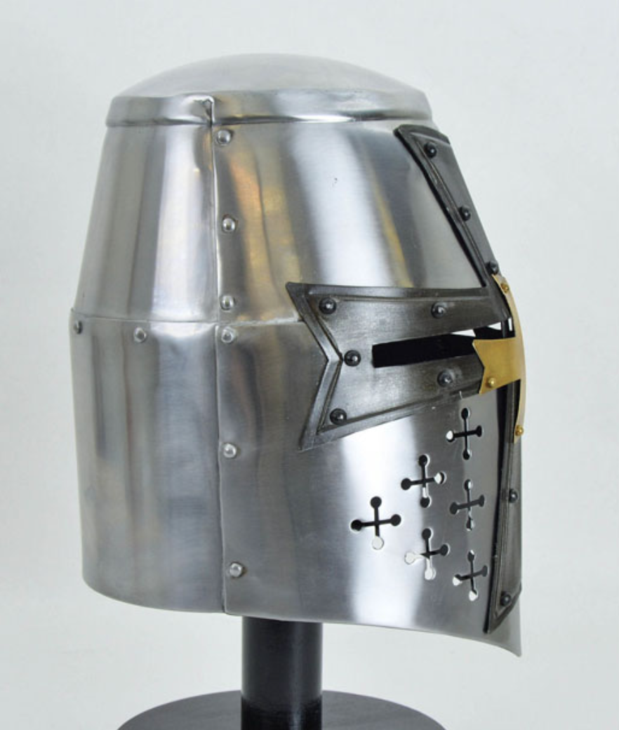 Great Helm with Darkened Steel and Brass Cross | Veteran Arms From ...