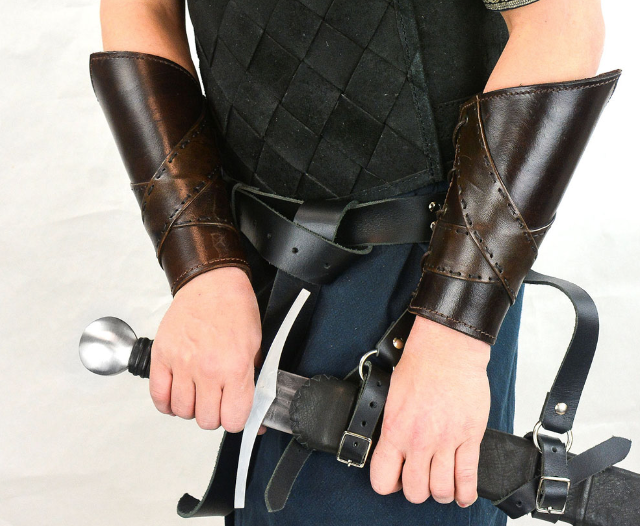 Padded Leather Bracers with Banding | Purchase Reproduction Veteran ...