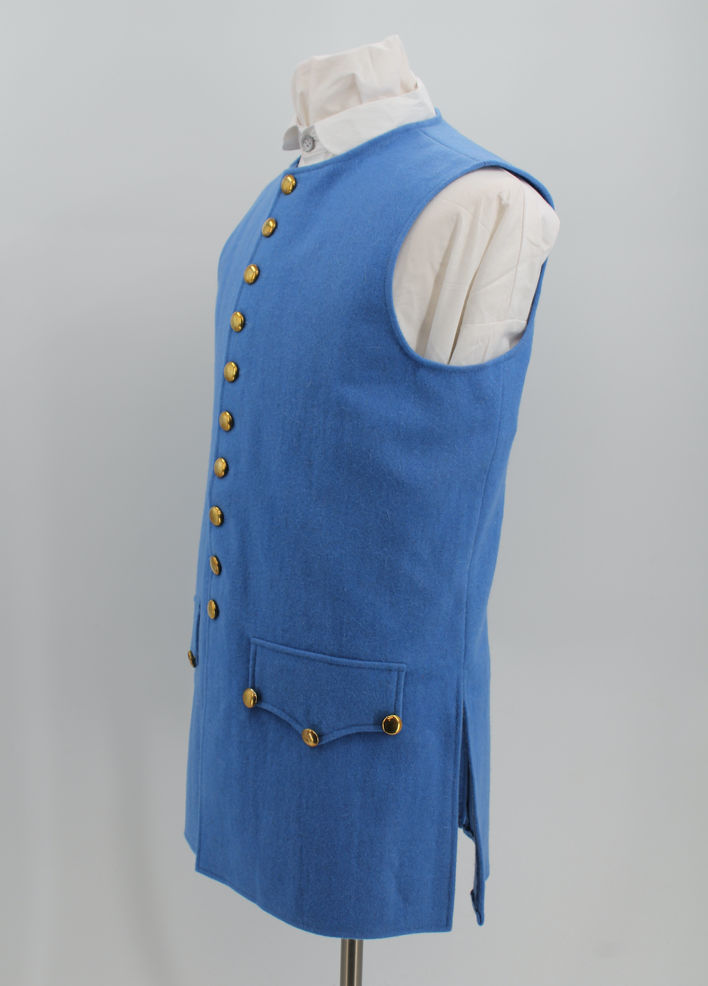 French Blue Wool Colonial Waistcoat | Purchase Reproduction Veteran ...