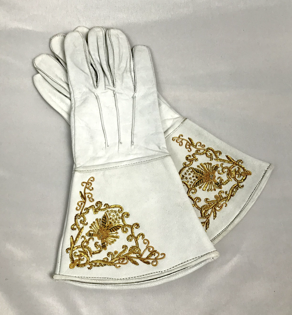 White Embroidered Cavalry Gauntlets - Size Small | Purchase ...