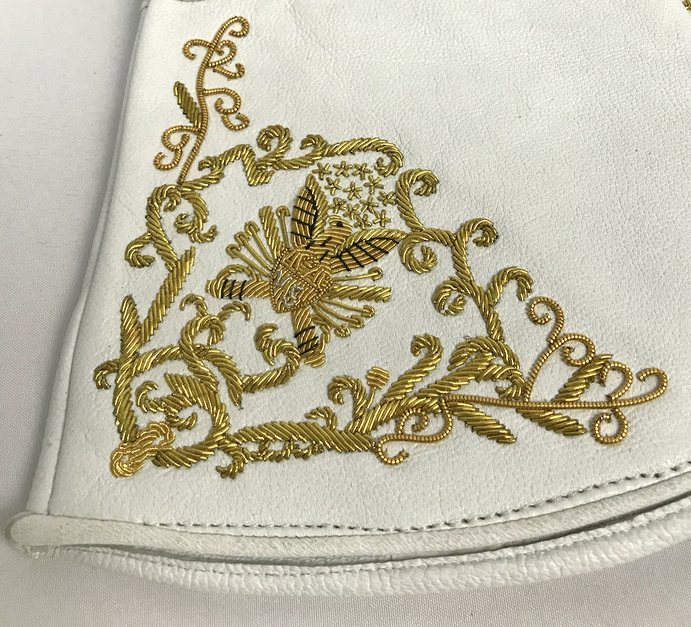 White Embroidered Cavalry Gauntlets - Size Small | Purchase ...