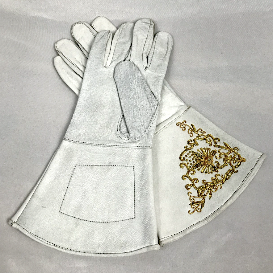 White Embroidered Cavalry Gauntlets - Size Small | Purchase ...