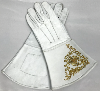White Embroidered Cavalry Gauntlets - Size Small | Purchase ...