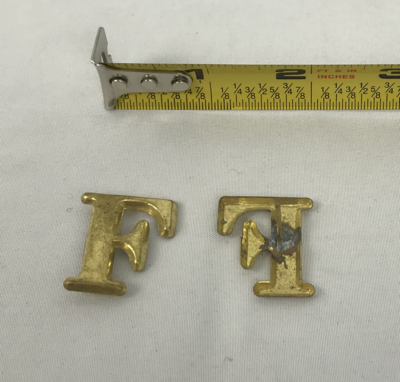 Hat Brass - 1 Inch Company Letter "F" | Veteran Arms From Muzzleloading Era