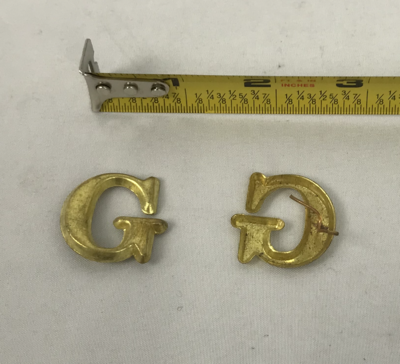 Hat Brass - 1 Inch Company Letter "G" | Veteran Arms From Muzzleloading Era