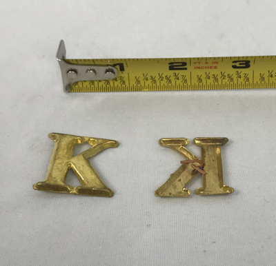 Hat Brass - 1 Inch Company Letter "K" | Purchase Reproduction Veteran ...