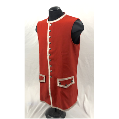 Red Wool Military Waistcoat with Silver Metallic Trim - Size 46 ...
