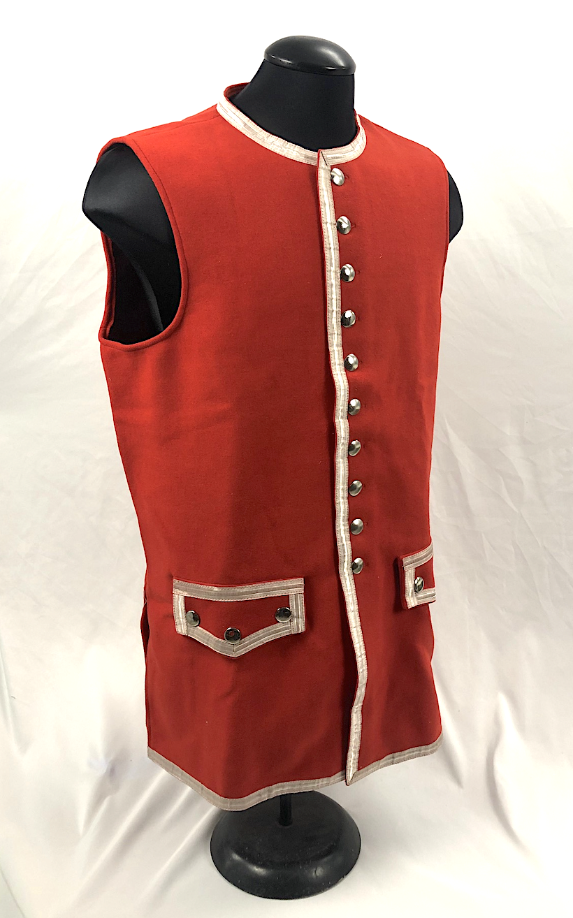 Red Wool Military Waistcoat with Silver Metallic Trim - Size 46 ...