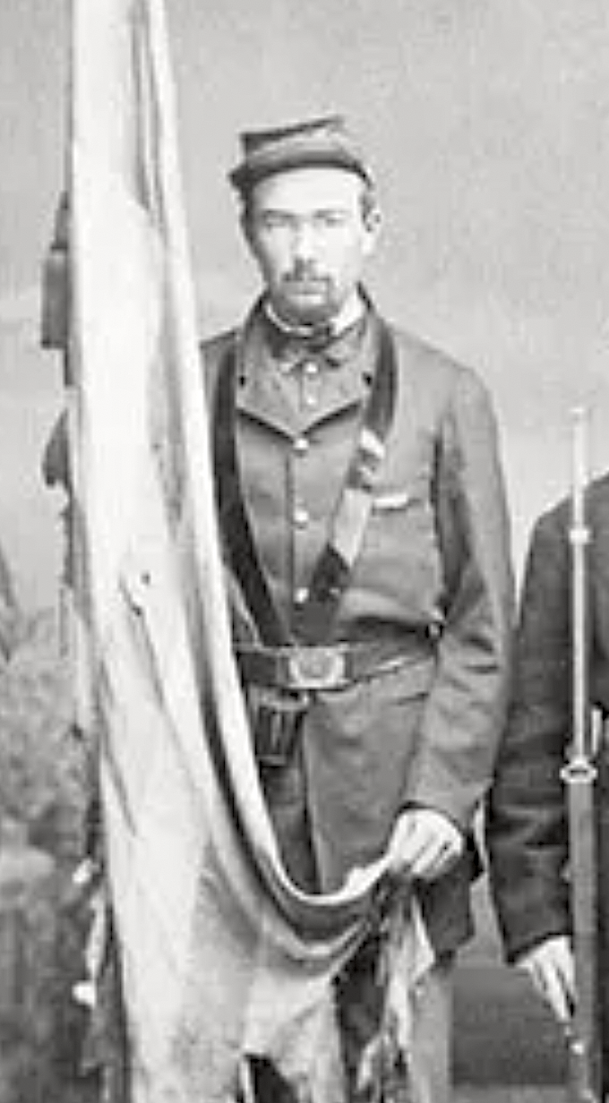 White Buff Leather Flag Carrier | Veteran Arms From Muzzleloading Era