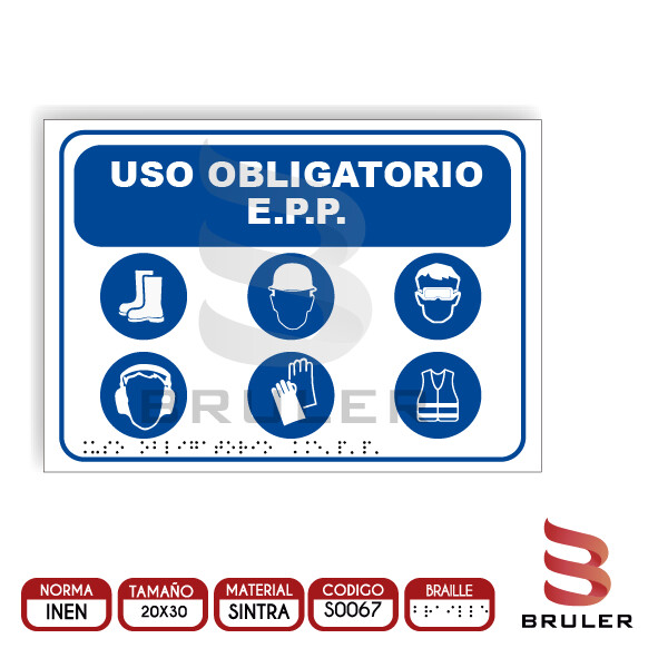 Señalética A4 – Uso obligatorio EPP – BRAILLE adicional – Tienda ...