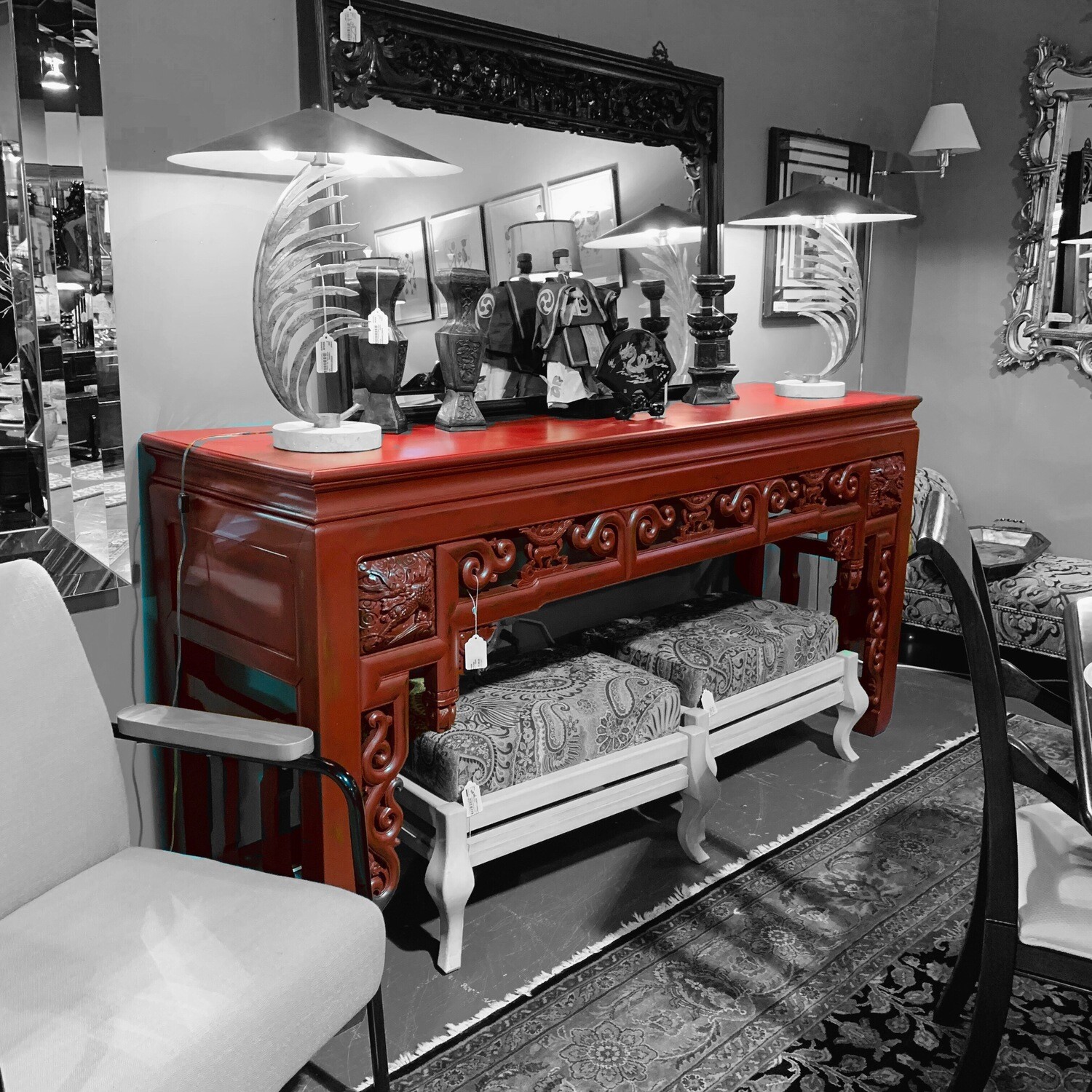 Painted Antique Asian Altar Table