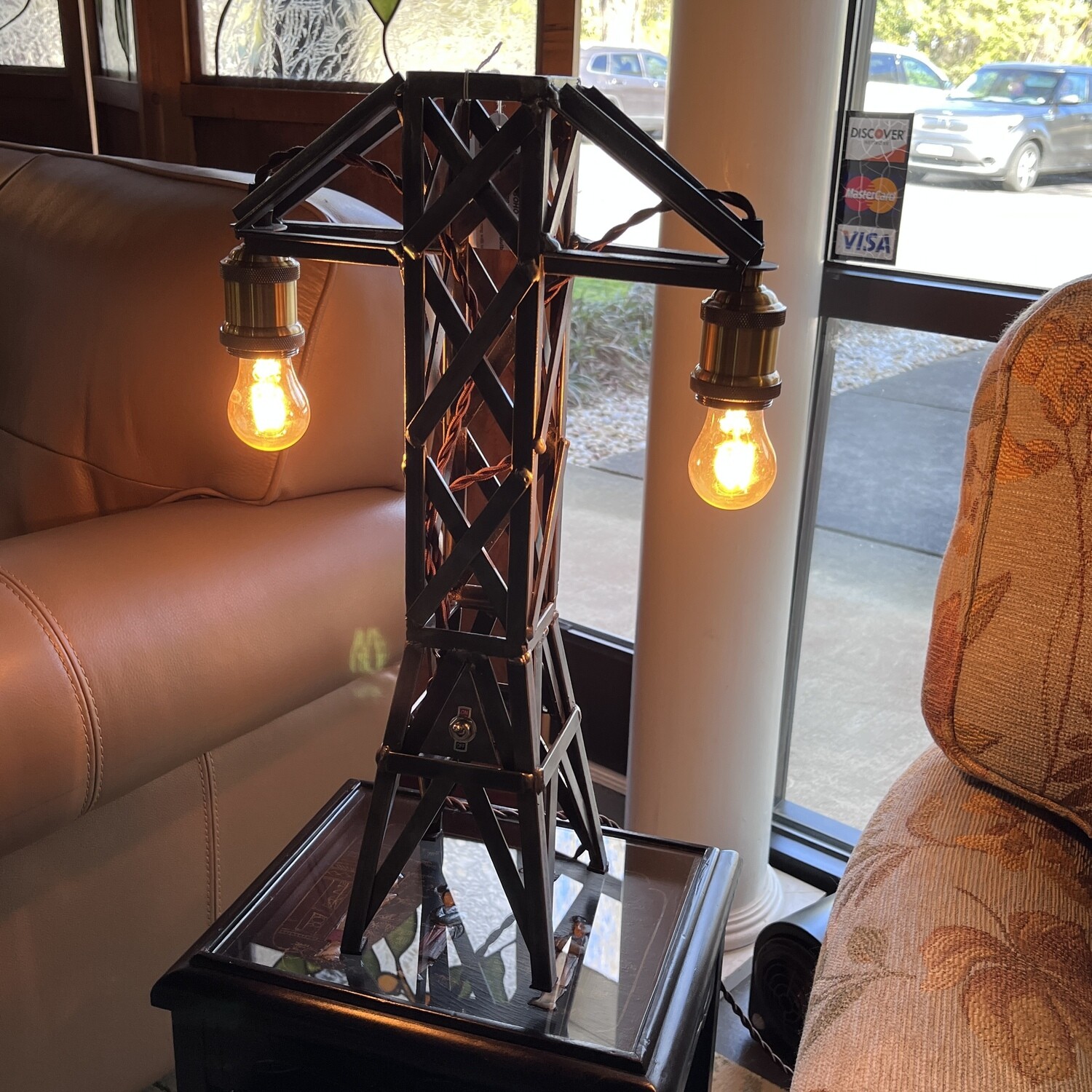 Original Metal Art Lamp with Edison Bulbs