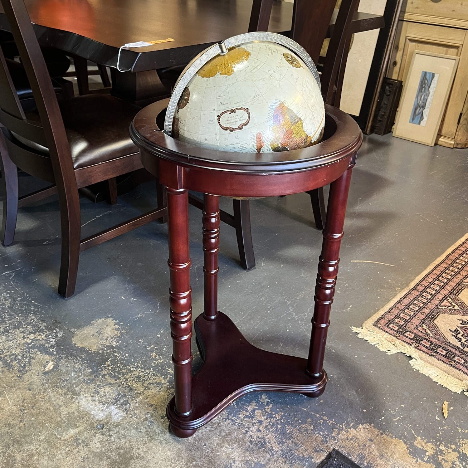 World Globe in Wood Floor Stand