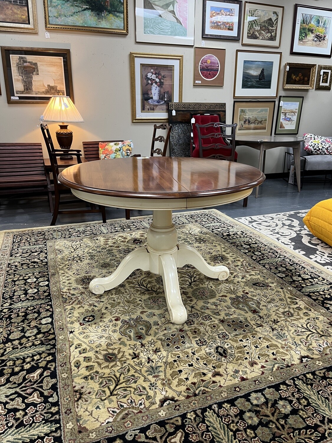Ethan Allen Pedestal Table with Leaf