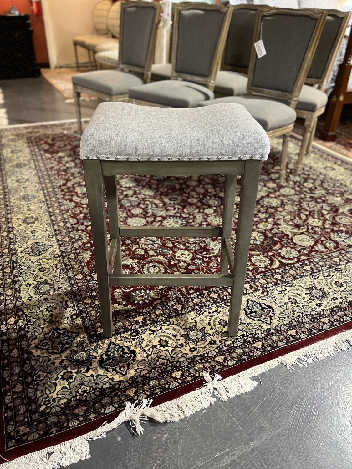 Upholstered Bar Stool with Nailhead Trim