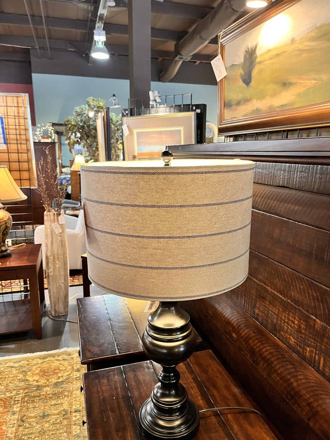 Striped Linen Barrel Shade