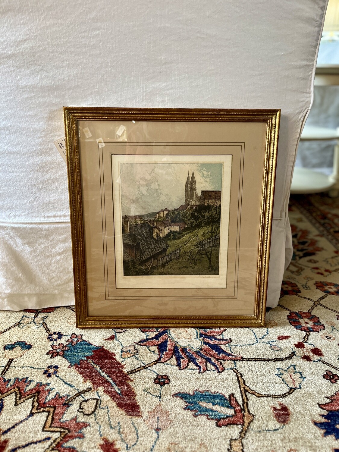 Hand Colored Etching by Josef Eidenberger - Castle