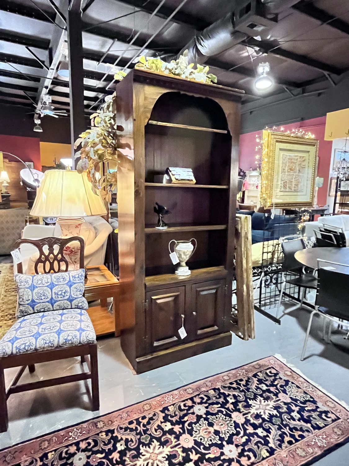 Pine Bookcase with Closed Storage