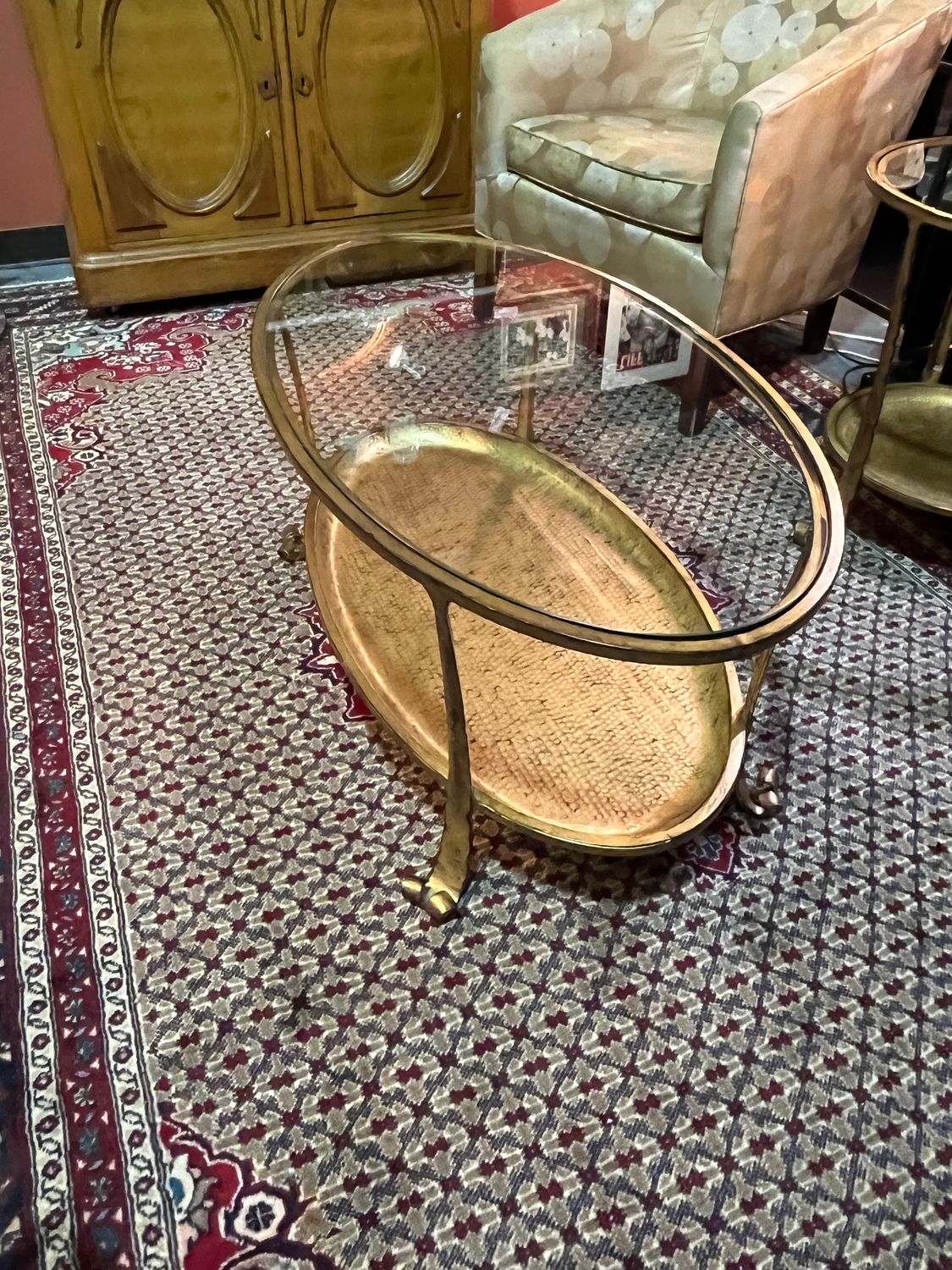 Metal & Glass Oval Coffee Table