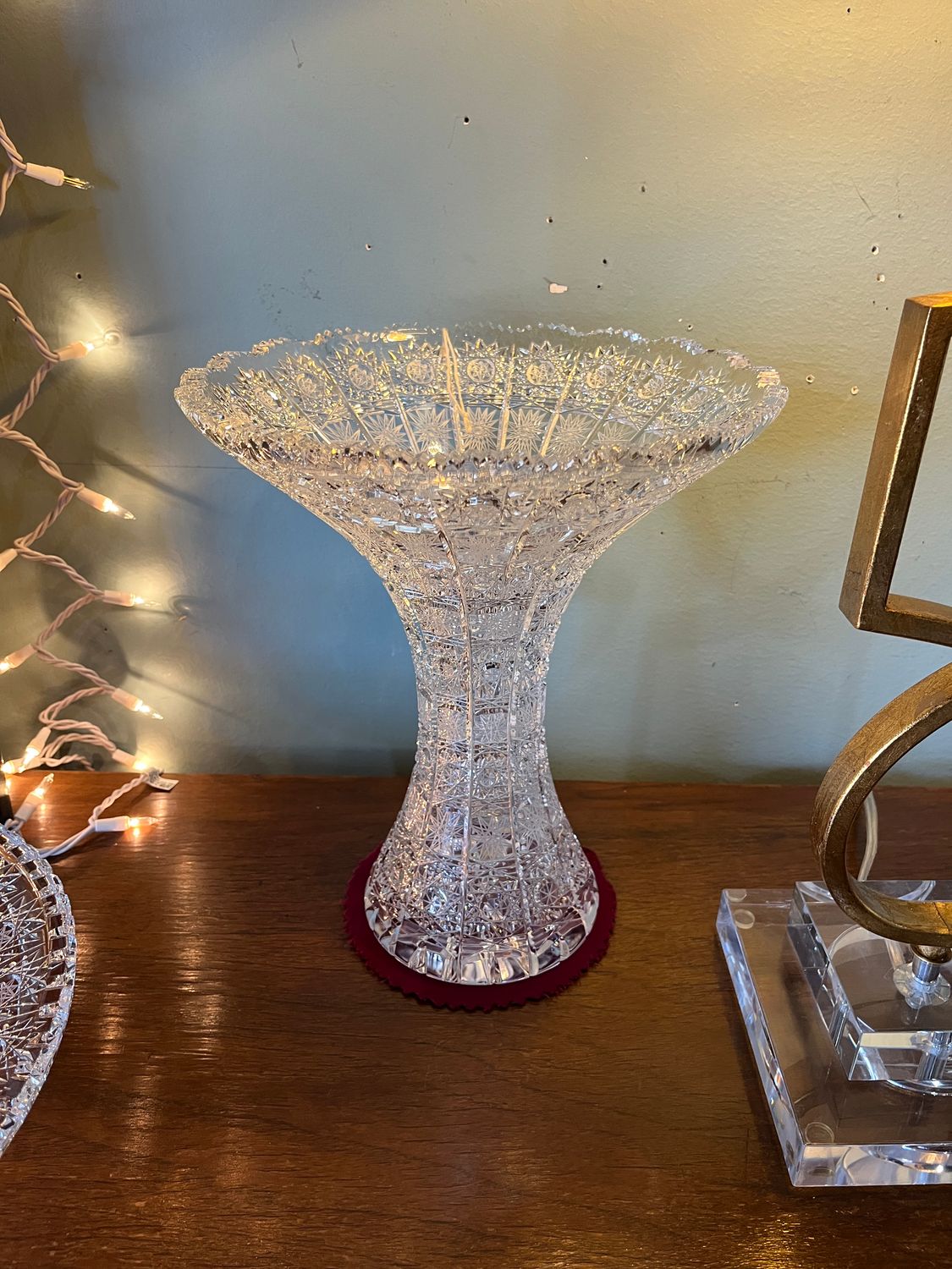 Czech Hand-cut Flared Crystal Vase