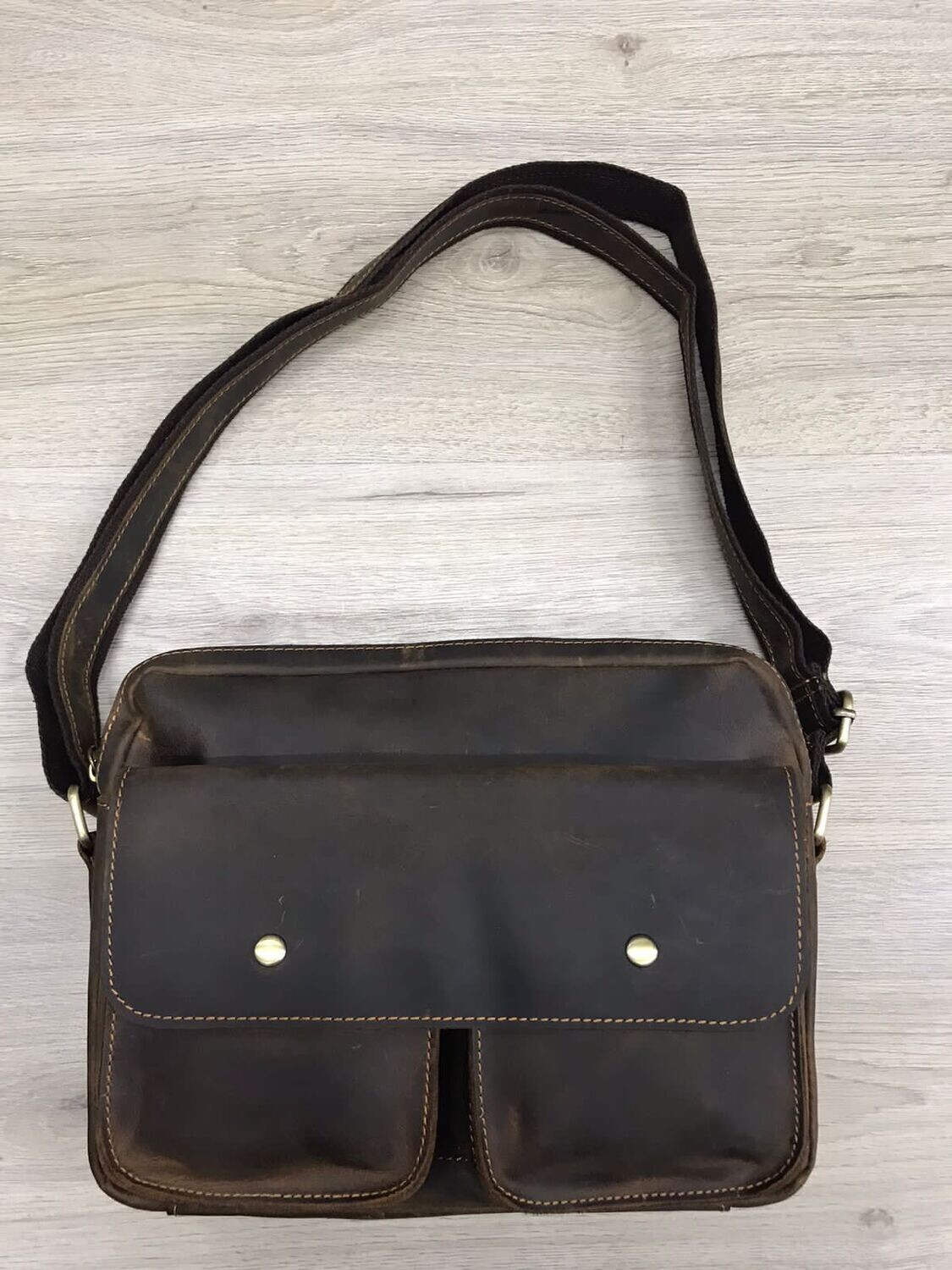Multi Compartment Leather Messenger Shoulder Bag