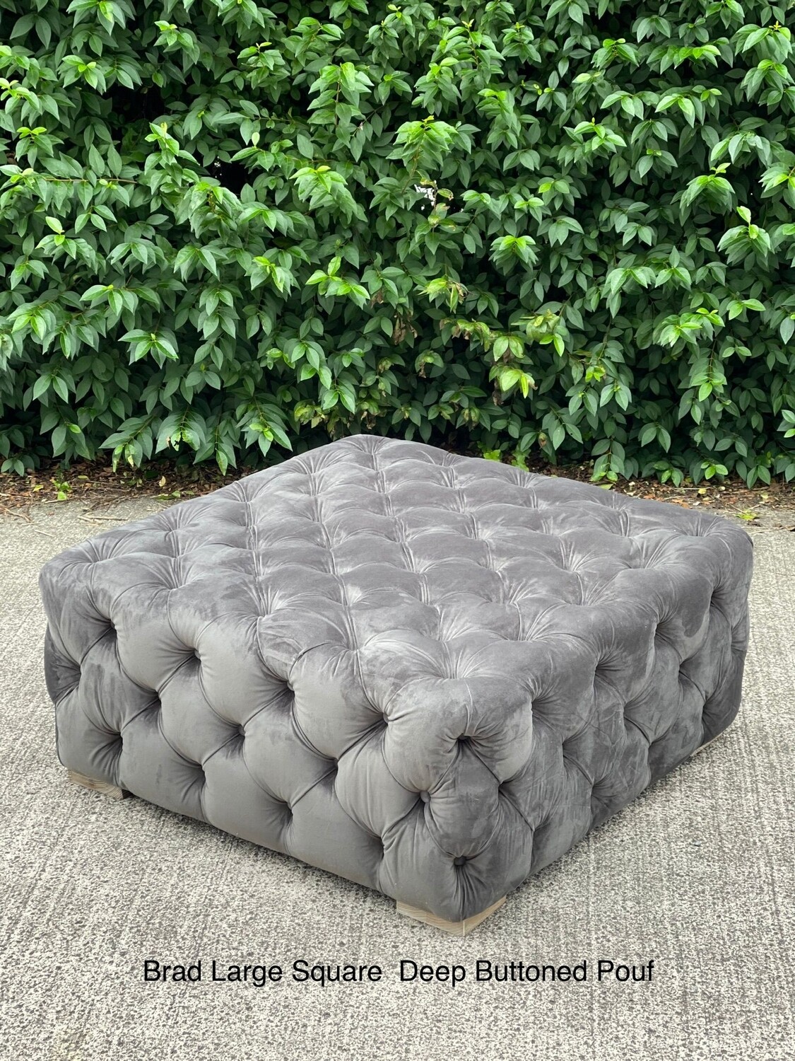 Grey button pouffe store