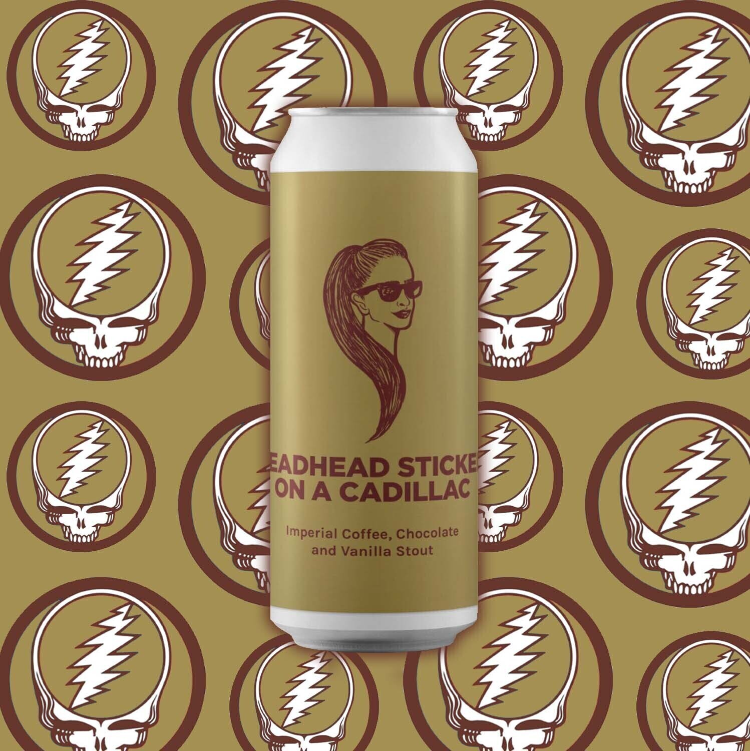 Pomona Island Deadhead Sticker On A Cadillac Imperial Stout