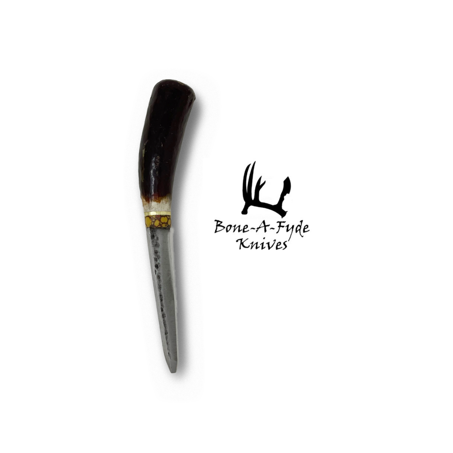 Bone-A-Fyde Knives Screw Knife Stained Whitetail Antler /Yellow Dino ...